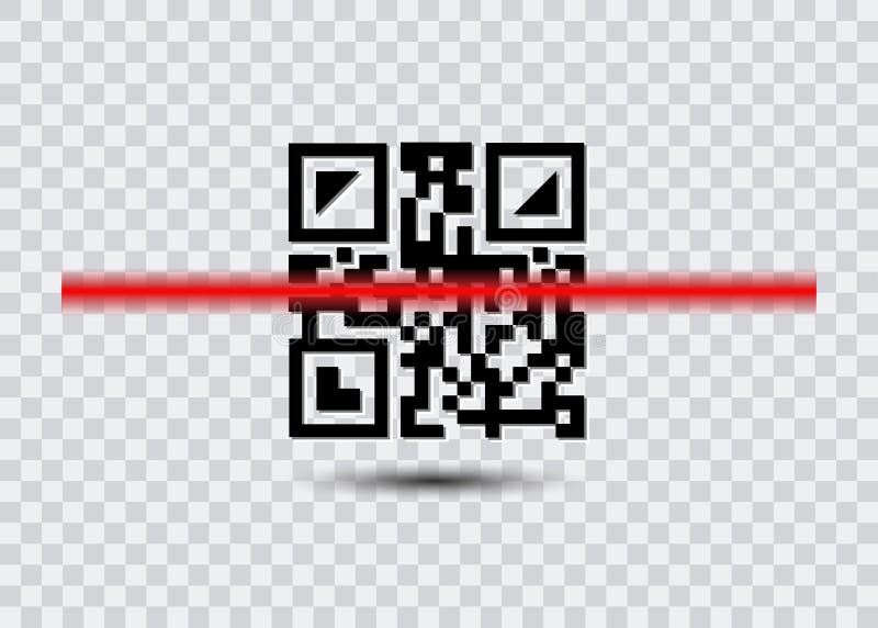 QR Code for Scanning , Barcode Icon with Red Laser . Modern Simple Flat ...