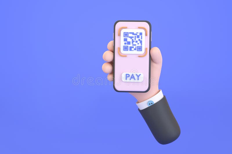QR Code Scanning Icon in Smartphone. Hand Holding Mobile Phone, Barcode ...