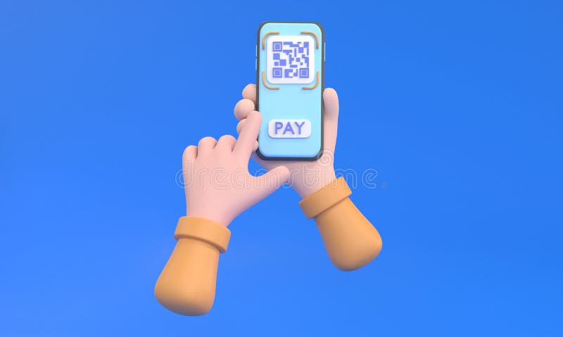 QR Code Scanning Icon in Smartphone. Hand Holding Mobile Phone, Barcode ...