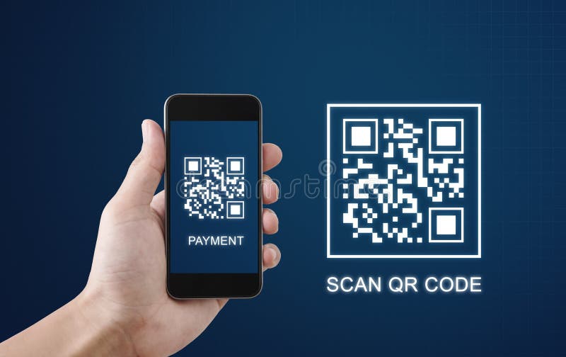 QR Code Scanning Payment and Verification. Hand Using Mobile Smart ...
