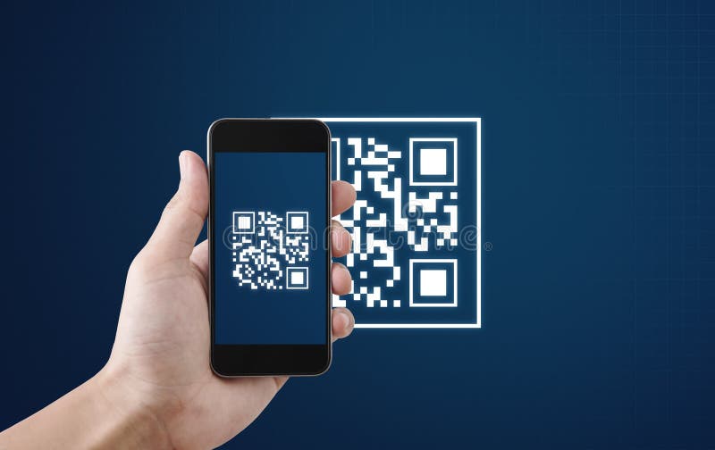 QR Code Scanning Payment and Verification. Hand Using Mobile Smart ...