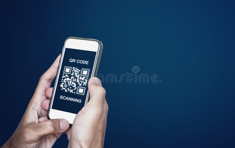 QR Code Scanning Payment and Verification. Hand Using Mobile Smart ...