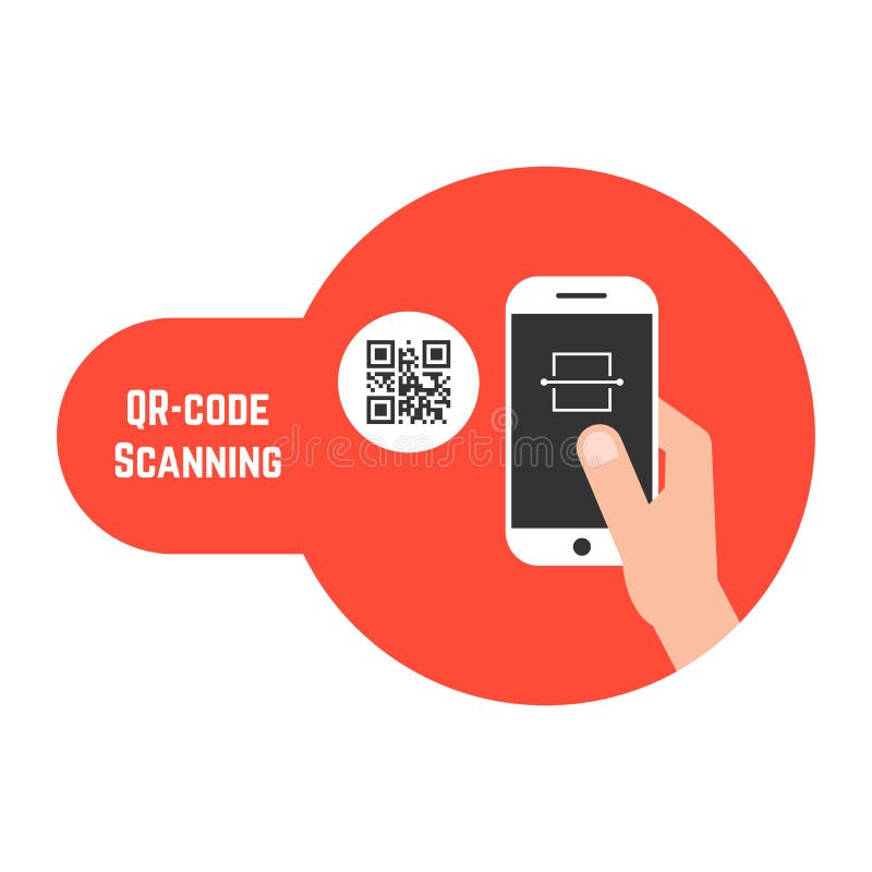 Qr Code Scanning in Red Bubble Stock Vector - Illustration of message ...