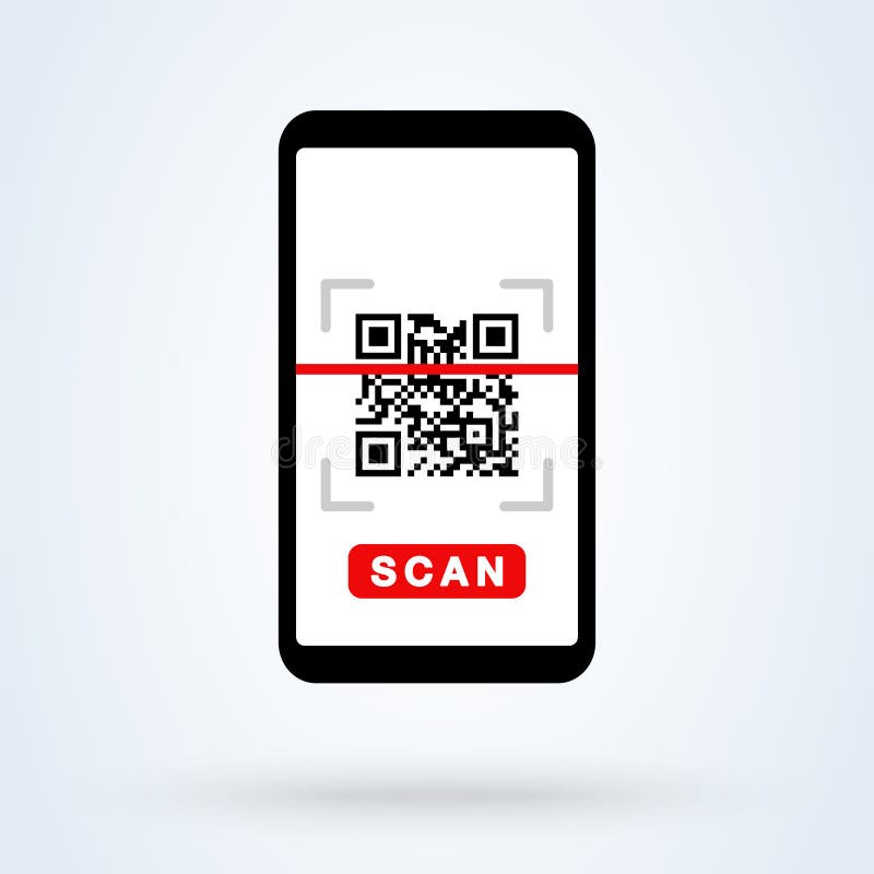 Qr Code Scanning Smartphone App Linear Icon Matrix Barcode Scanner Thin Line Illustration 2d