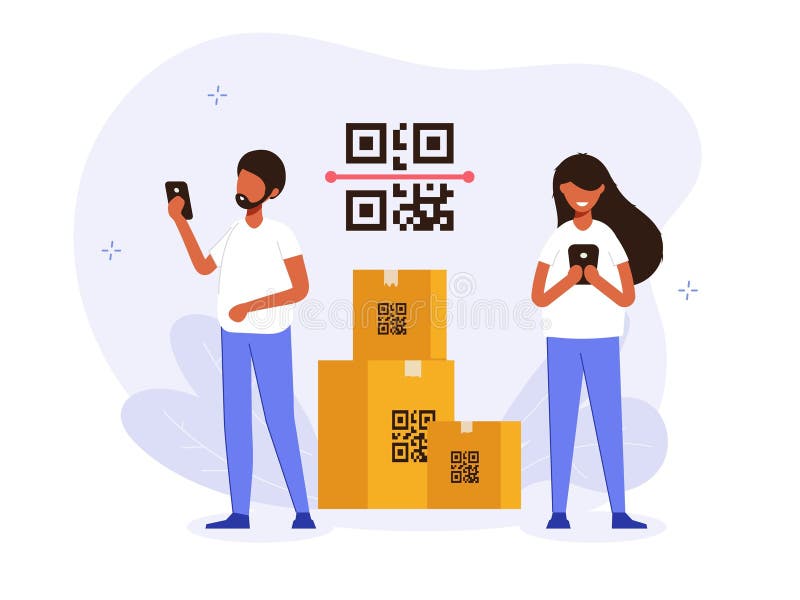 QR Code Scanning Vector Illustration Concept, People Use a Smartphone and Scan the Qr Code when ...