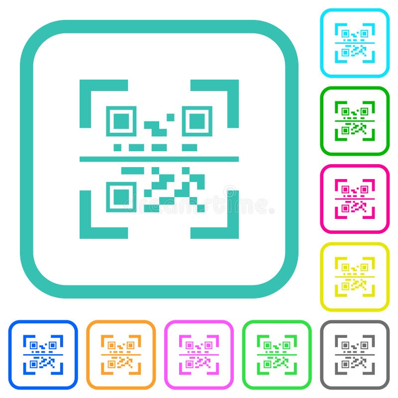 QR Code Scanning Vivid Colored Flat Icons Stock Vector - Illustration of saturated, information ...