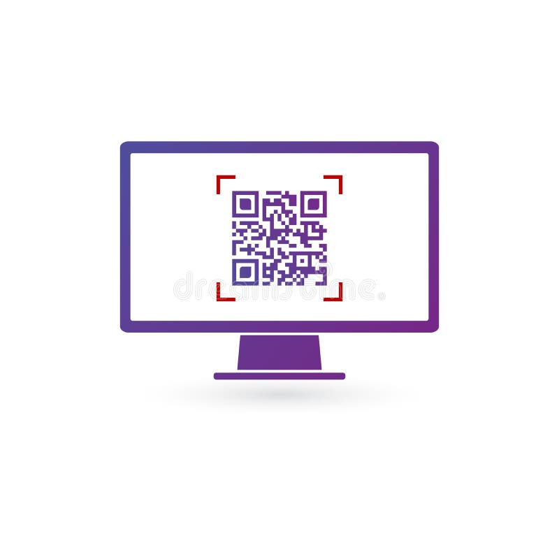 Qr Code on the Screen of Computer Monitor, Vector Illustration Isolated ...