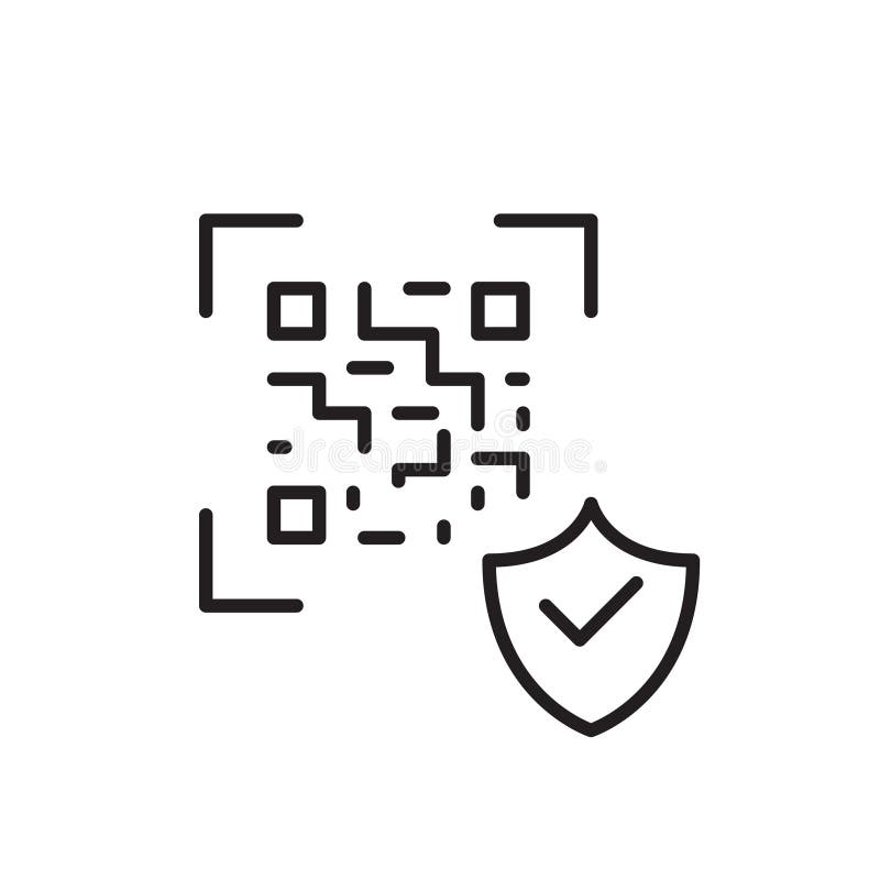 Qr-code with Security Symbol. Shield and Checkmark. Secure Protected ...