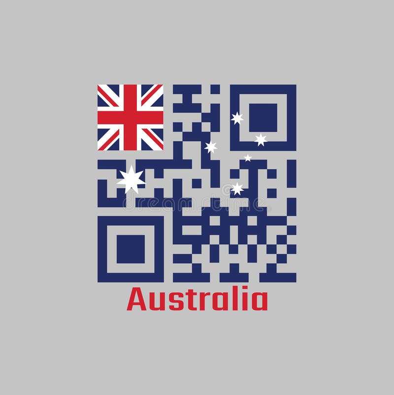 QR Code Set the Color of Australia Flag, Blue Red and White Color with ...
