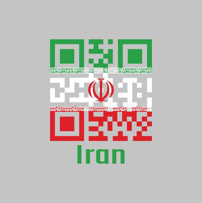 QR Code Set the Color of Iran Flag. White and Red with National Emblem ...