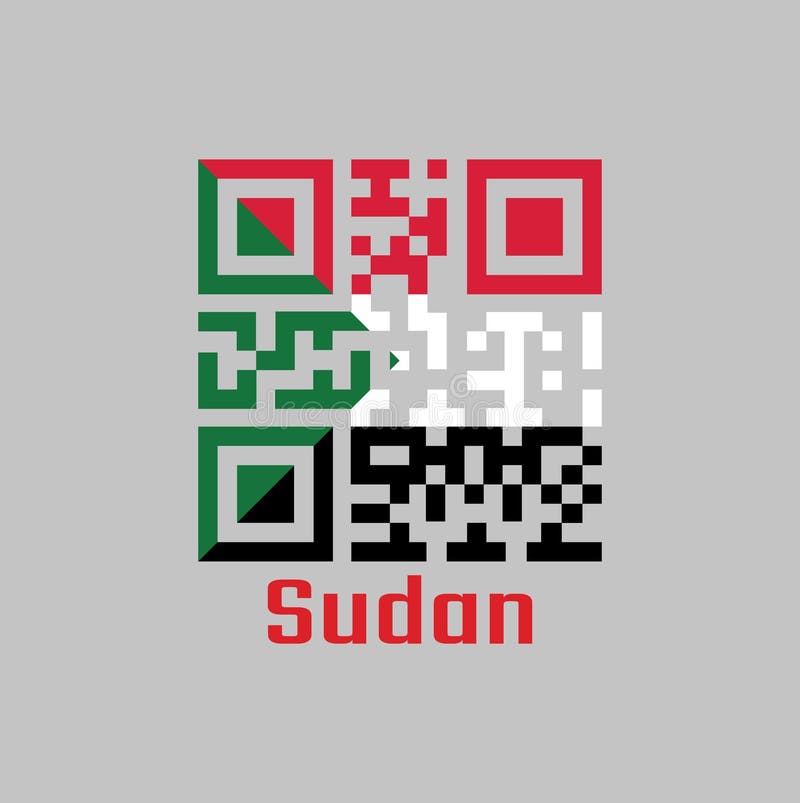 QR Code Set the Color of Sudanese Flag, Red White and Black; with a ...