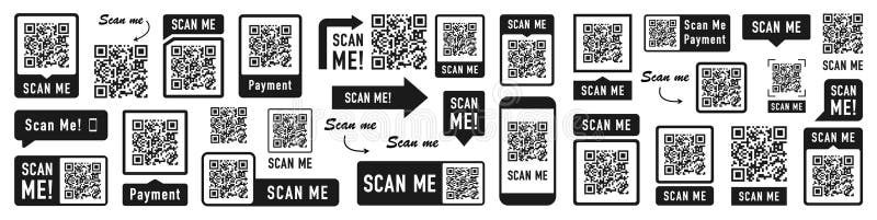 Qr Code Set Scan Me Scan Qr Code Icon Template Scan Me Qr Code For