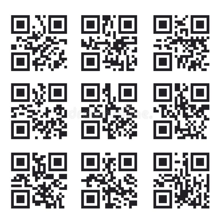 Qr Code Set, Square Product Barcode Label Stock Vector - Illustration ...