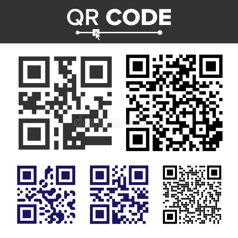 QR Code Set Vector. Different Types. Scanning Technology Hidden Text or ...