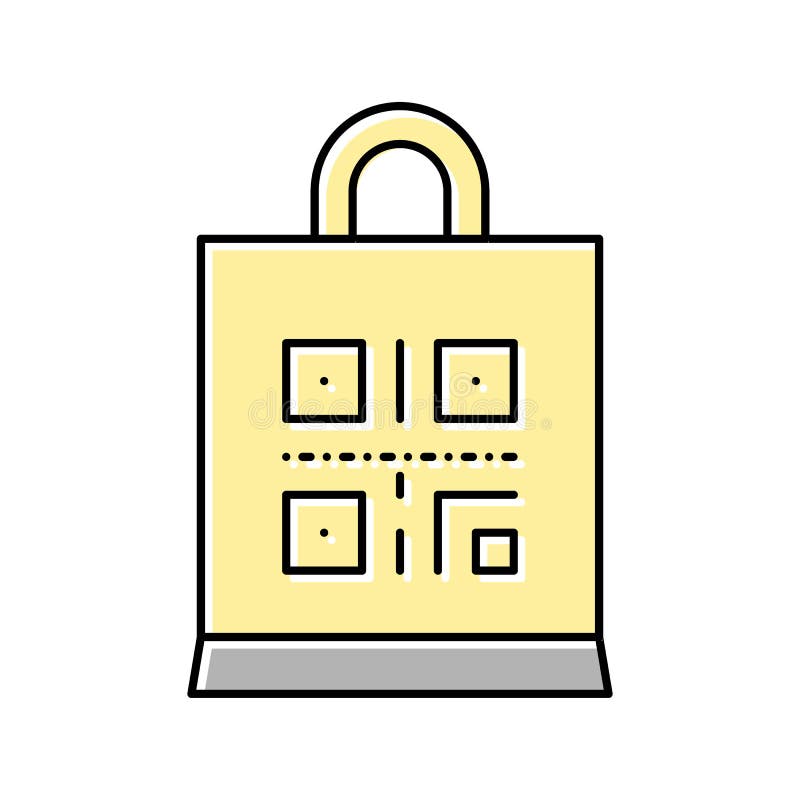Qr Code on Shop Bag Color Icon Vector Isolated Illustration Stock ...