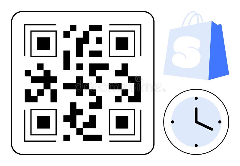 QR Code with Shopping Bag and Clock for Time-Sensitive E-Commerce ...