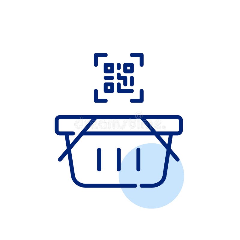Qr Code and Shopping Basket. Check Out Using Barcode Reader. Pixel ...