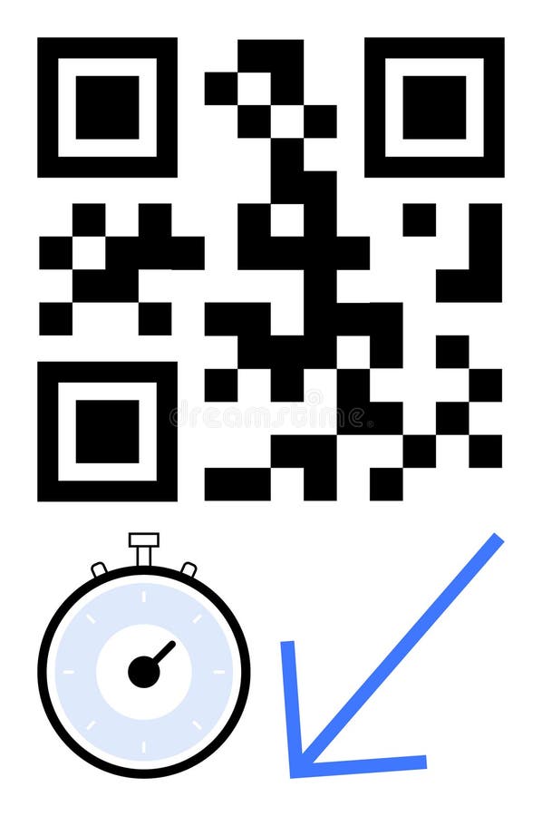 QR Code with Stopwatch and Arrow Indicating Direction for Quick Time ...