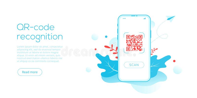 QR Code Technology in Creative Flat Vector Illustration. Smartphone ...