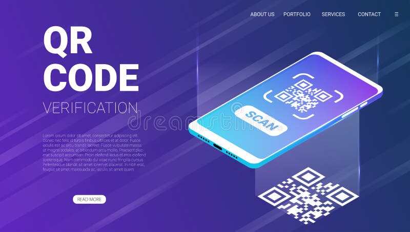 QR Code Verification Vector Website Landing Page Design Template Stock ...