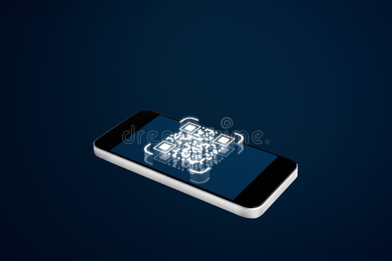 Qr Code Verification System Technology Mobile Smart Phone Scanning Qr Code On Blue Background