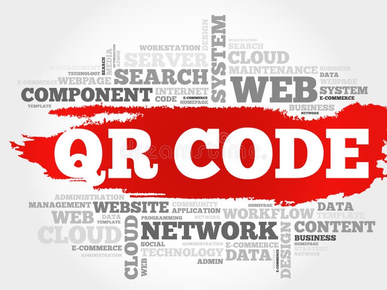 QR code word cloud stock illustration. Illustration of identification ...