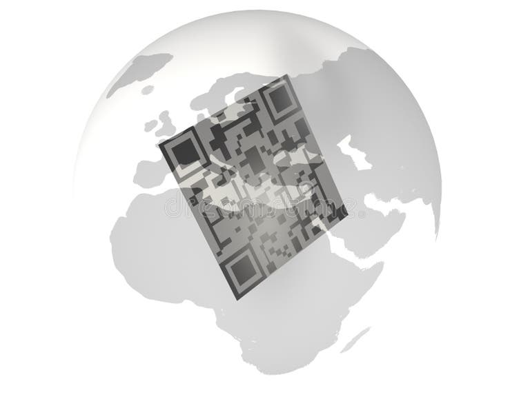 Qr code in the world stock illustration. Illustration of reality ...