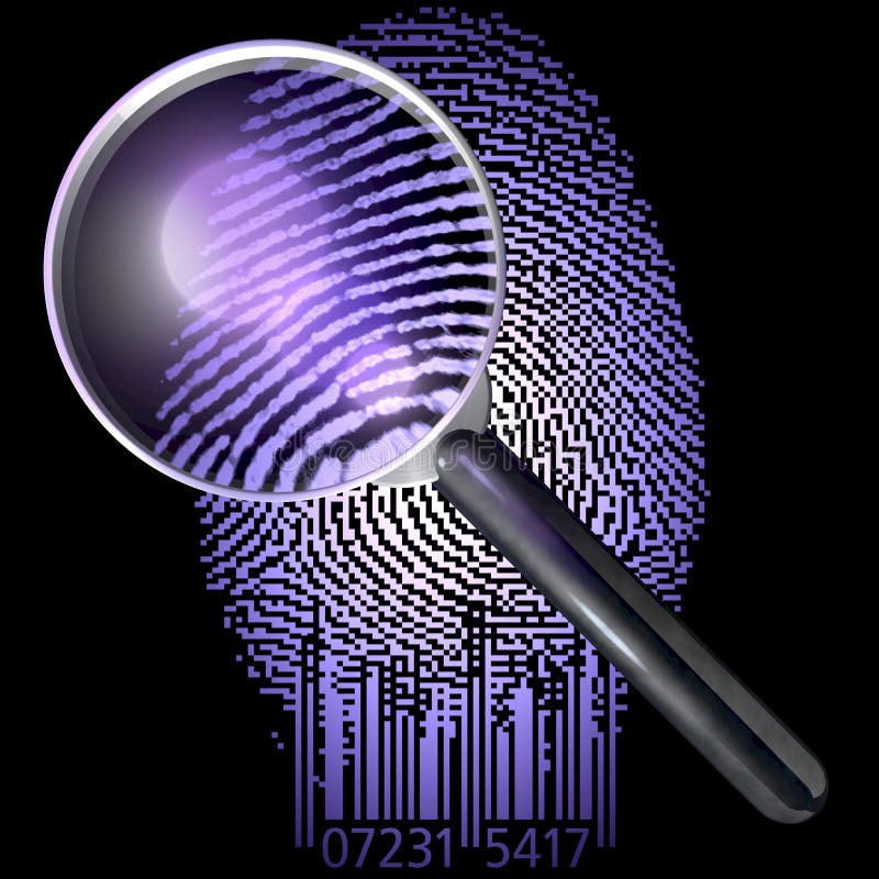 QR Fingerprint Under Magnifying Glass, Showing Natural, Uv Lit Stock ...