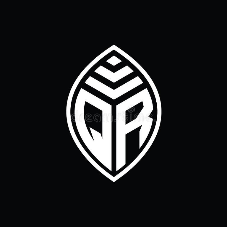QR Logo Monogram Leaf Shape Isolated Outline Design Template Stock ...