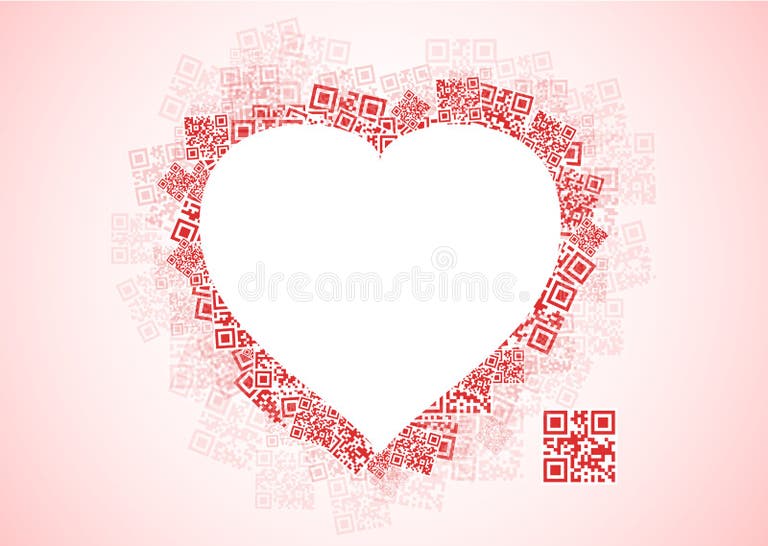 Red Heart Shape Patchwork of QR Codes Stock Vector - Illustration of ...