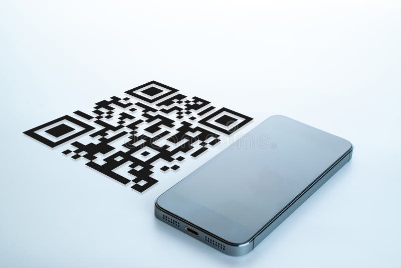 Qr Pay. Digital Mobile Smart Phone with Qr Code Scanner on Smartphone ...