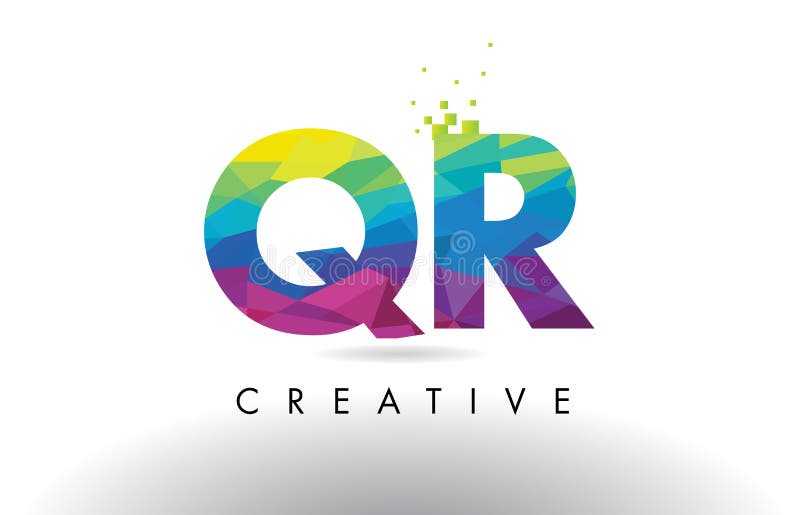 QR Q R Colorful Letter Origami Triangles Design Vector. Stock Vector ...