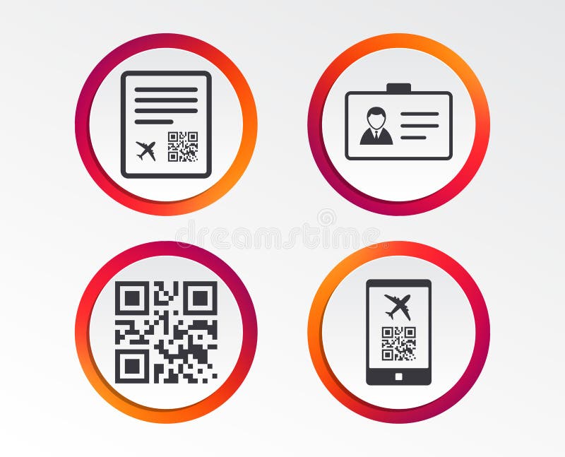 QR Scan Code Icon. Boarding Pass Flight Sign. Stock Vector ...