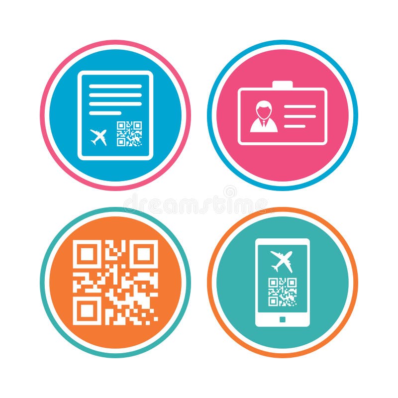 QR Scan Code Icon. Boarding Pass Flight Sign. Stock Vector ...