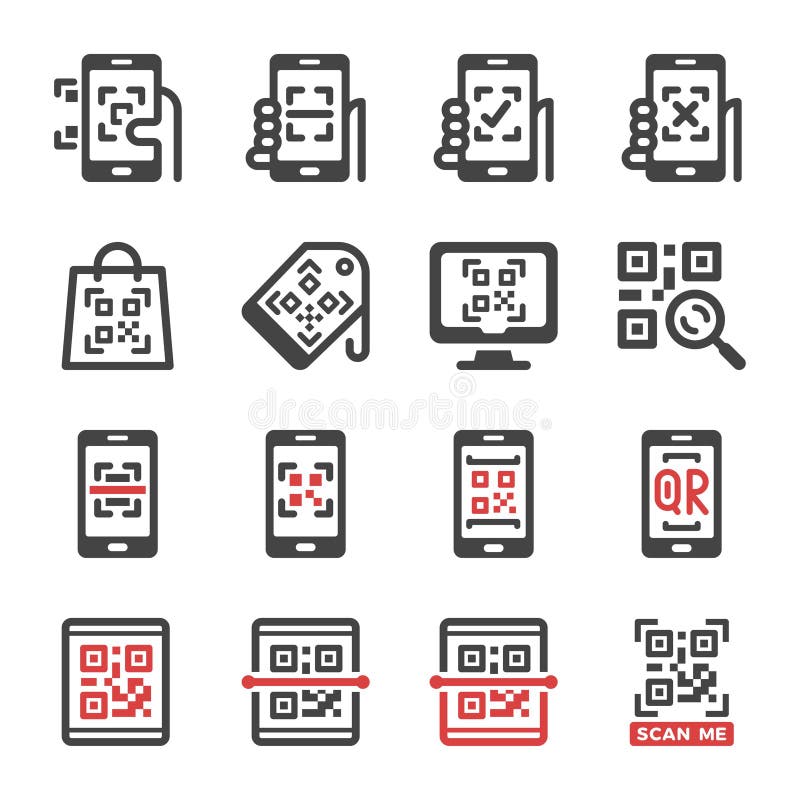 Qr scan icon set stock vector. Illustration of price - 204617418