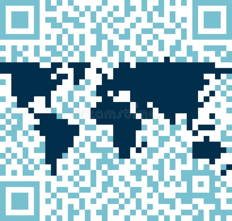 QR World Concept. Code with World Map Inside Stock Illustration ...
