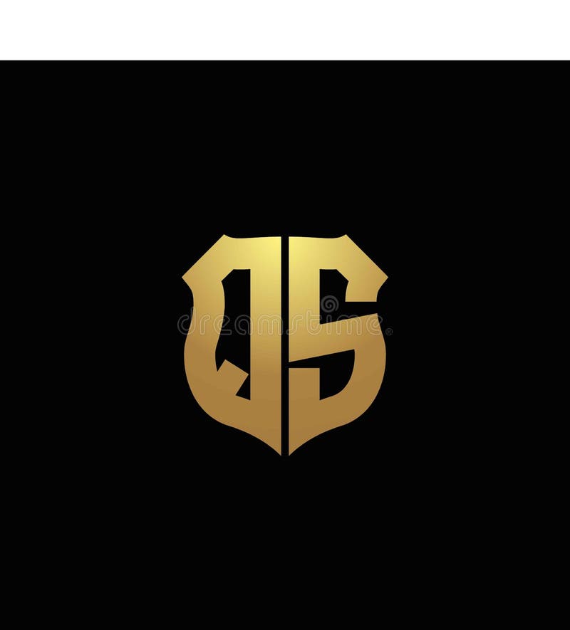 QS Logo Monogram with Gold Colors and Shield Shape Design Template ...
