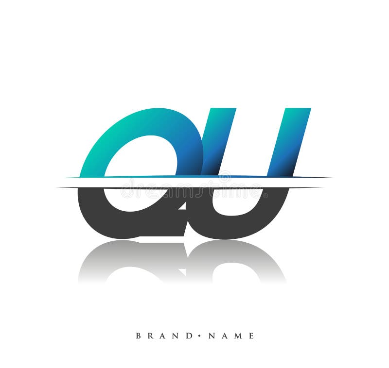 QU Initial Logo Company Name Colored Black and Blue, Simple and Modern ...