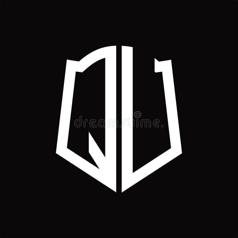 QU Logo Monogram with Shield Shape Ribbon Design Template Stock Vector ...
