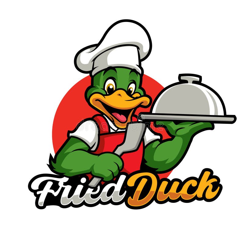 Quacking Good Eats Fried Duck Mascot Logo Stock Vector - Illustration ...