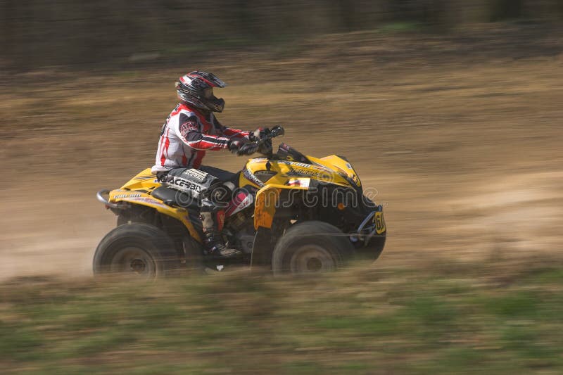 Quad Speeding in Forest (ATV) Stock Photo - Image of forest, trees: 4881072