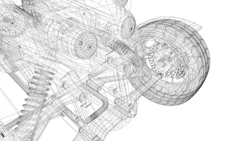 Quad Bike, Motorcycle, 3D Model Stock Illustration - Illustration of ...