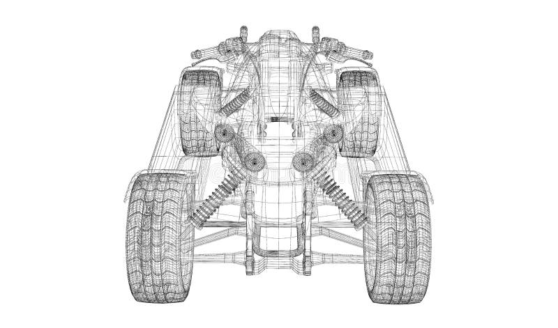 Quad Bike, Motorcycle, 3D Model Stock Illustration - Illustration of ...