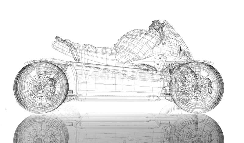 Quad Bike, Motorcycle, 3D Model Stock Illustration - Illustration of ...