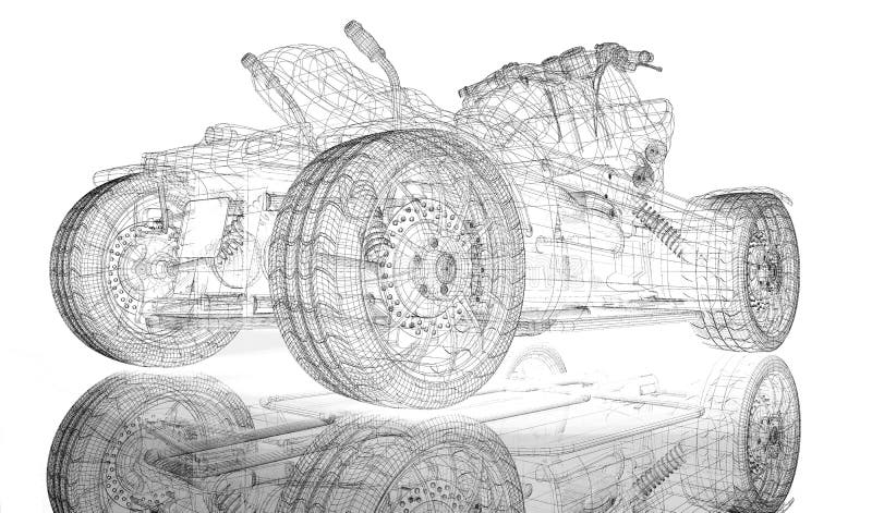 Quad Bike, Motorcycle, 3D Model Stock Illustration - Illustration of ...