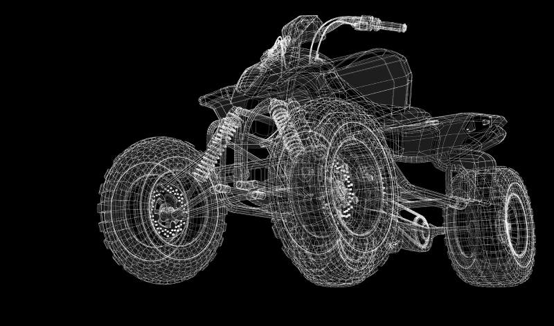 Quad Bike, Motorcycle, 3D Model Stock Illustration - Illustration of ...