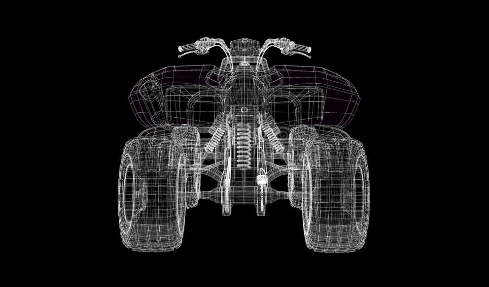 Quad Bike, Motorcycle, 3D Model Stock Illustration - Illustration of ...