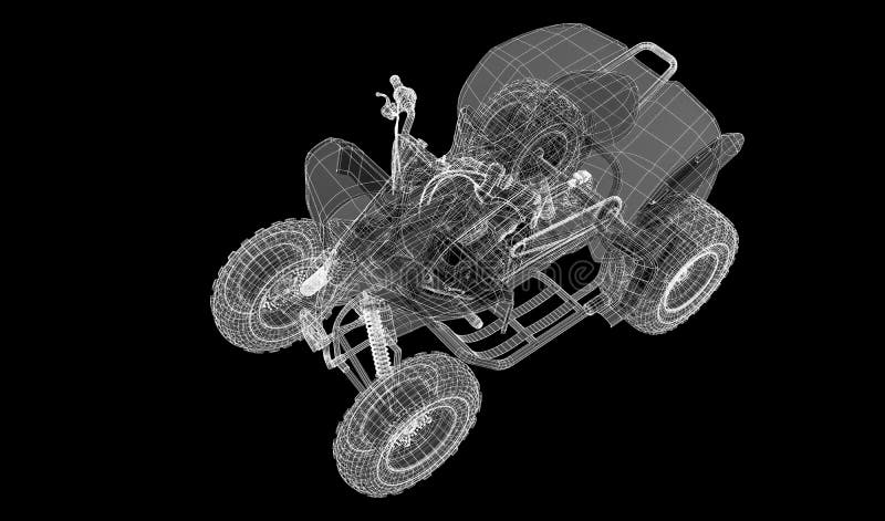 Quad Bike, Motorcycle, 3D Model Stock Illustration - Illustration of ...