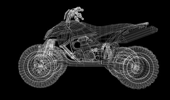 Quad Bike, Motorcycle, 3D Model Stock Illustration - Illustration of ...