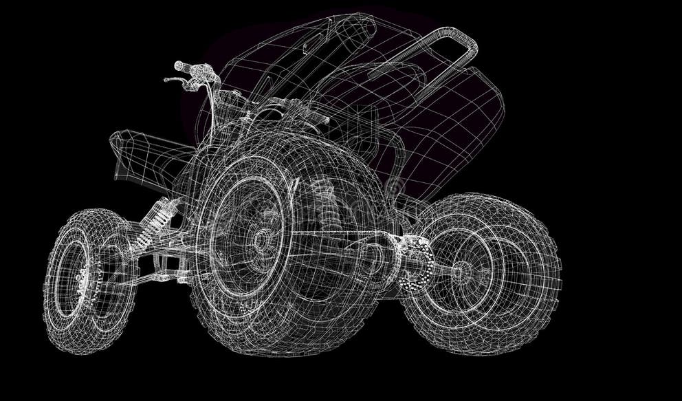 Quad Bike, Motorcycle, 3D Model Stock Illustration - Illustration of ...